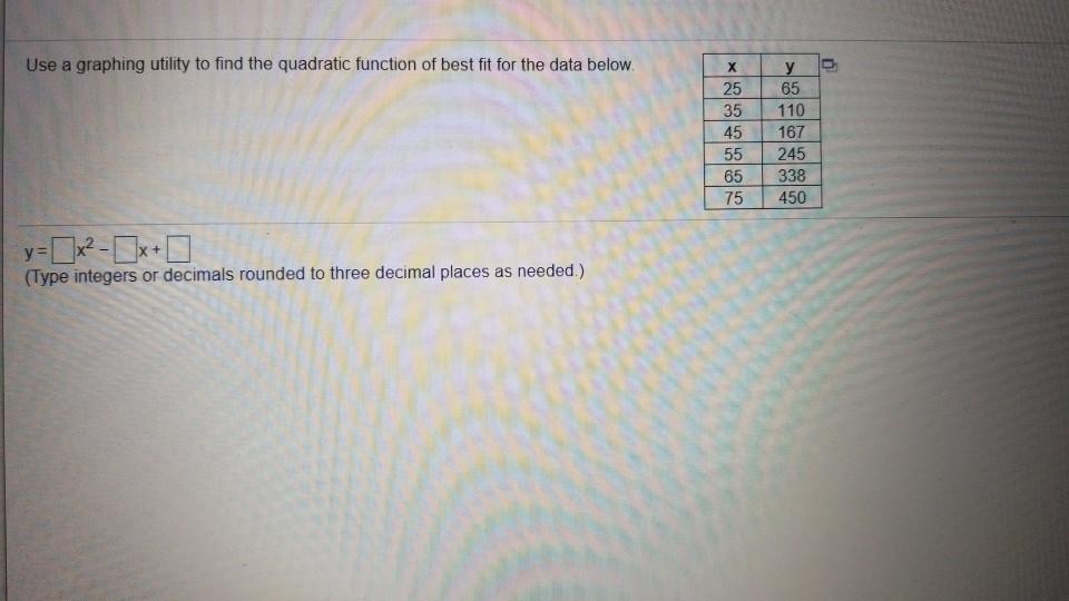Solved Use a graphing utility to find the quadratic function | Chegg.com