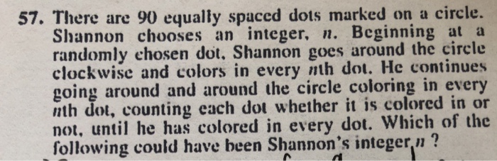 Solved 57. There are 90 equally spaced dots marked on a | Chegg.com