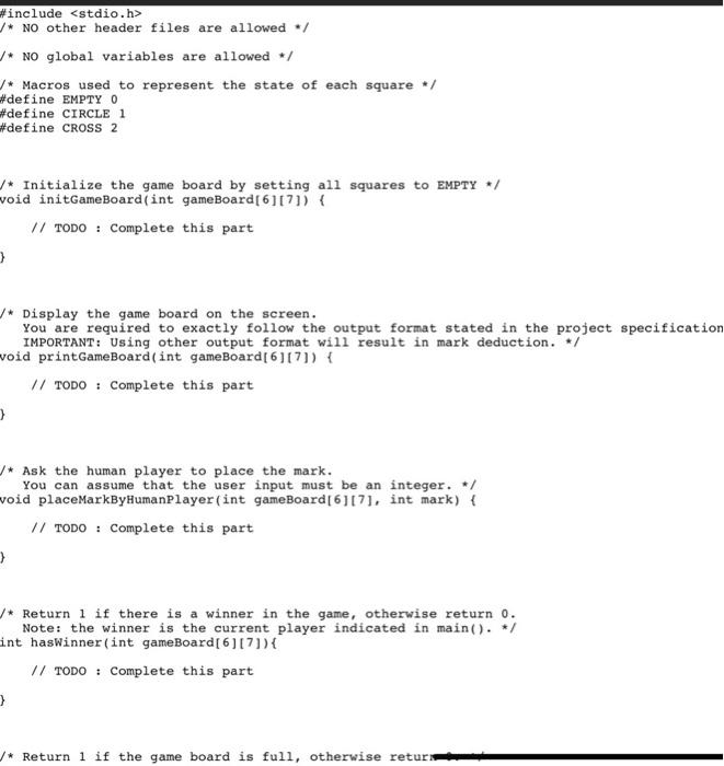 Solved write a c program for a connect 4 game. Below will be | Chegg.com