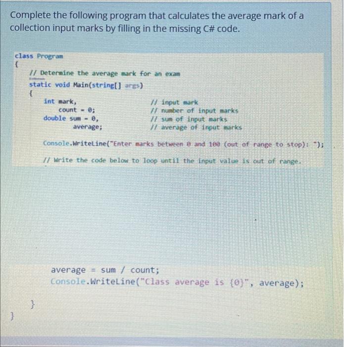 Solved Complete the following program that calculates the | Chegg.com