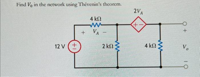 Find V0 in the network using Thévenin's theorem. | Chegg.com