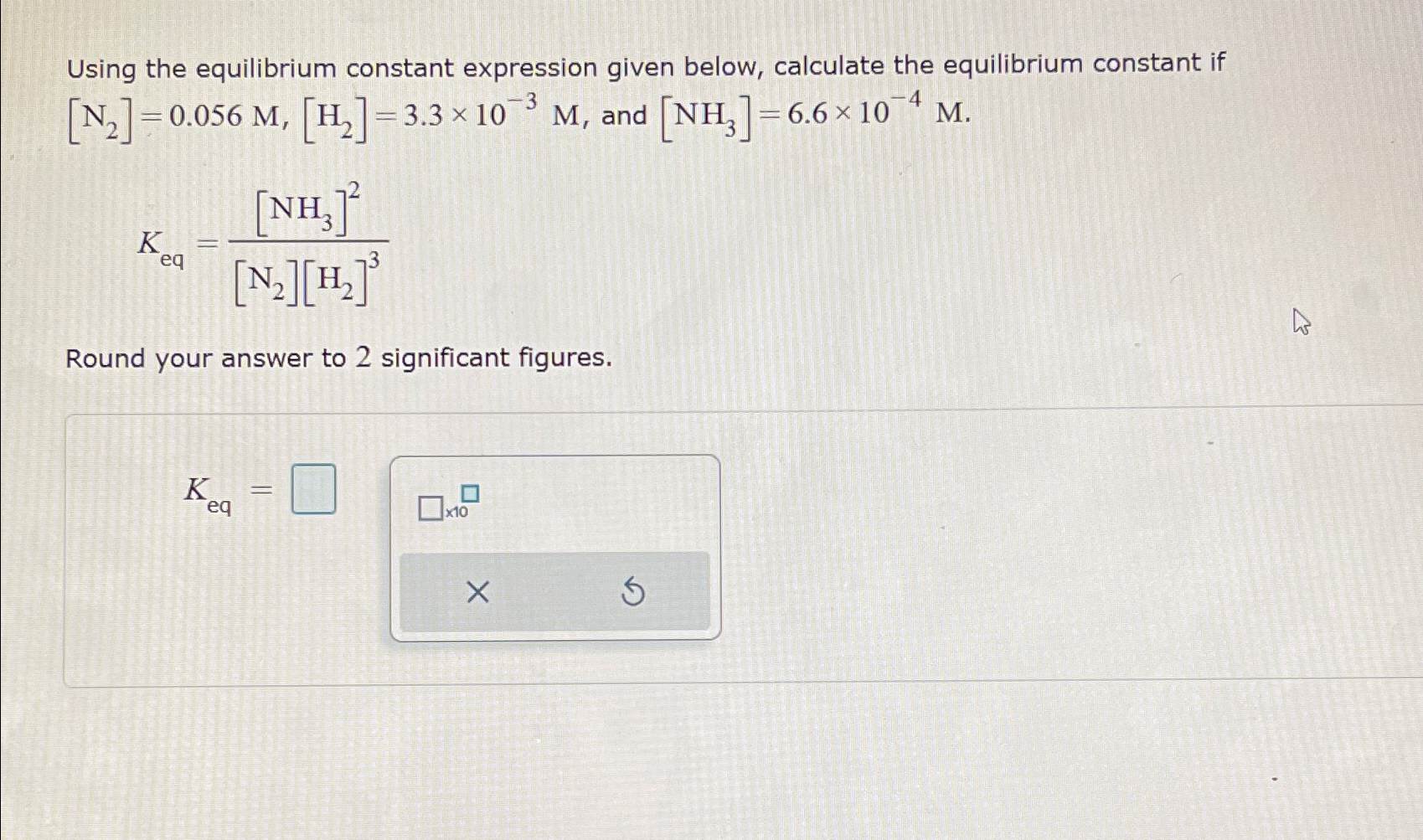 Solved Using the equilibrium constant expression given | Chegg.com