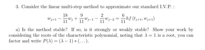 Solved 3. Consider the linear multi-step method to | Chegg.com