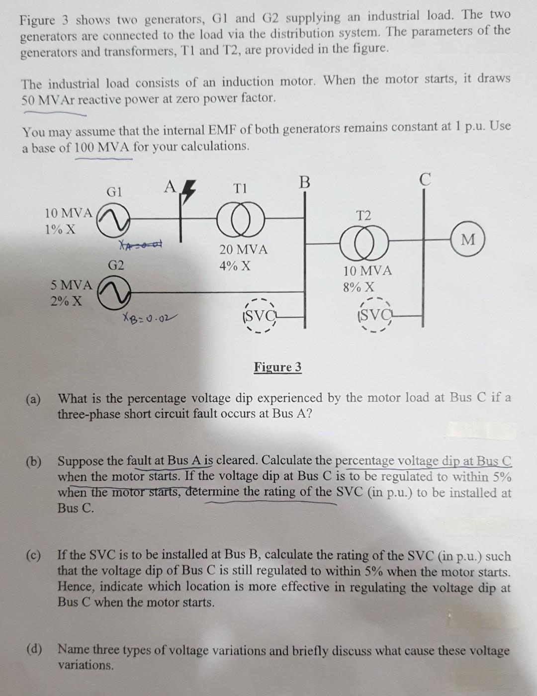 Solved Figure 3 shows two generators, G1 and G2 supplying an | Chegg.com