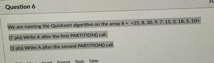 We are running the Quicksort algorithm on the array | Chegg.com