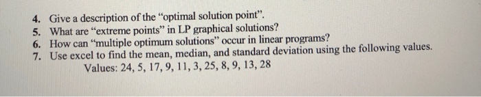 Solved 4. Give a description of the "optimal solution point" | Chegg.com