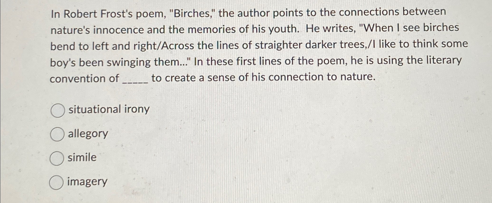 Solved In Robert Frost's poem, "Birches," the author points | Chegg.com