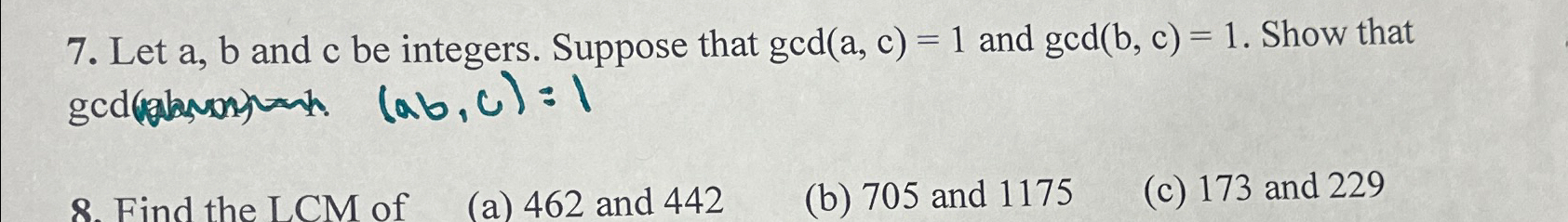 Solved Let a,b ﻿and c ﻿be integers. Suppose that gcd(a,c)=1 | Chegg.com