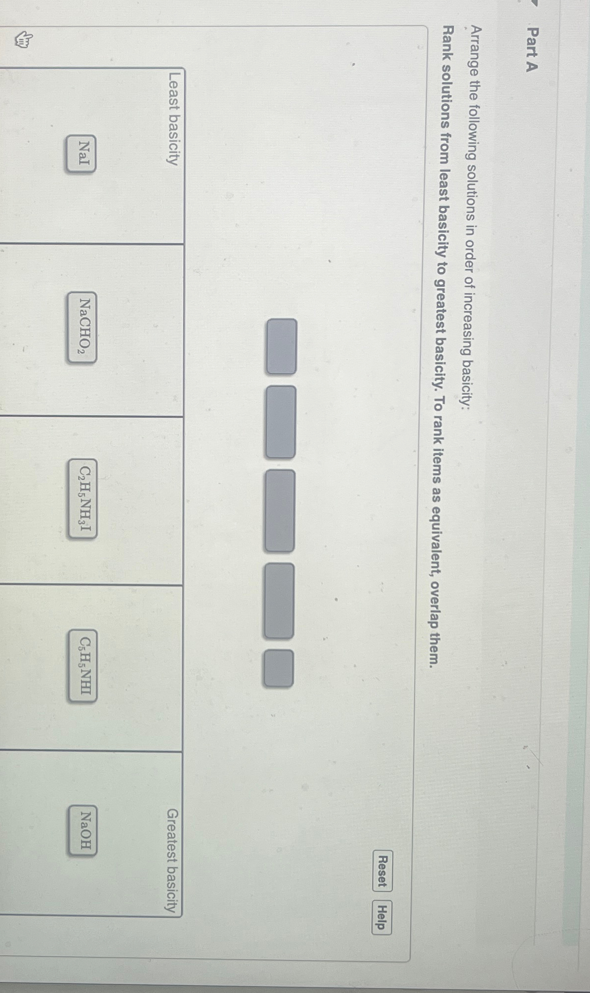 Solved Part AArrange the following solutions in order of | Chegg.com