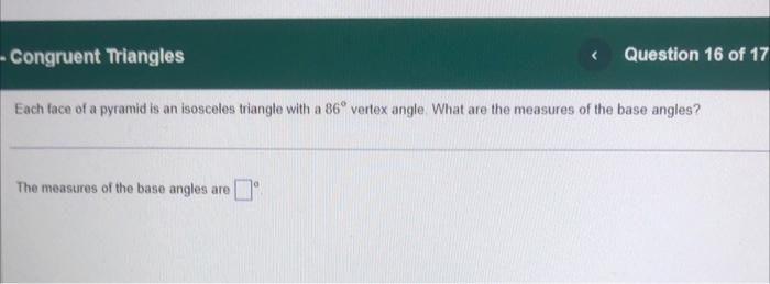 Solved each face of a pyramid is an isosceles triangle is 86 | Chegg.com