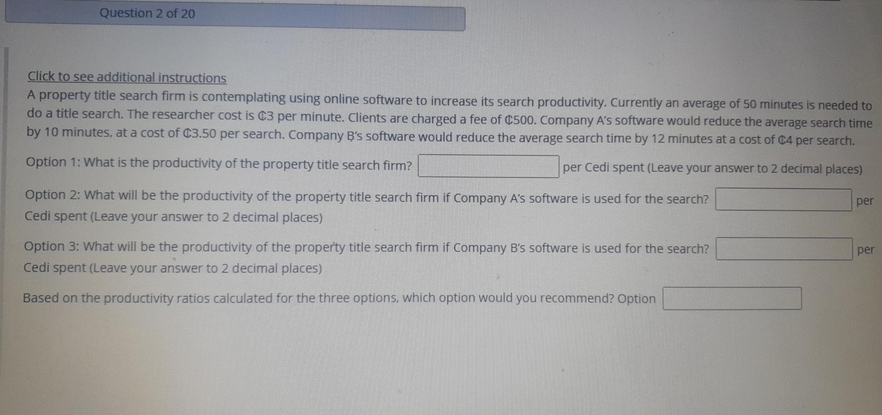 Solved Question 2 of 20 Click to see additional instructions | Chegg.com