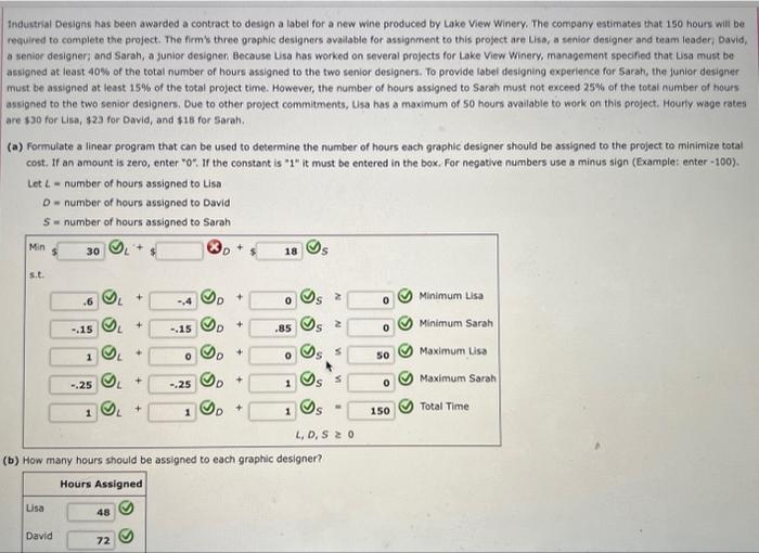 Solved Industrial Designs has been awarded a contract to | Chegg.com