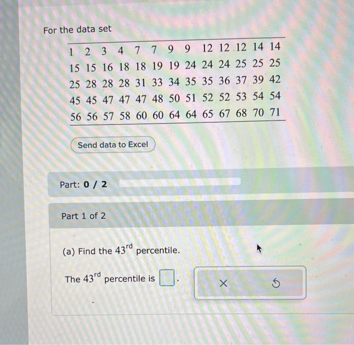 Solved For the data set Part: 0/2 Part 1 of 2 (a) Find the | Chegg.com