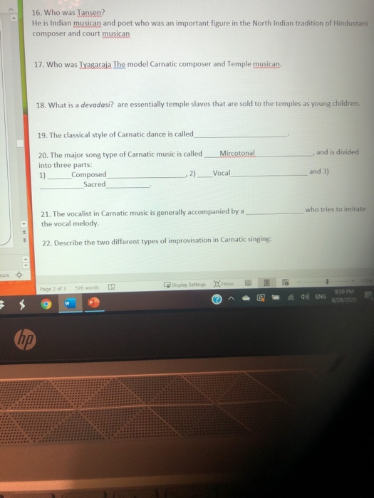 16. Who was Tansen? He is Indian musican and poet who | Chegg.com