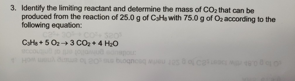 Solved 3. Identify the limiting reactant and determine the | Chegg.com