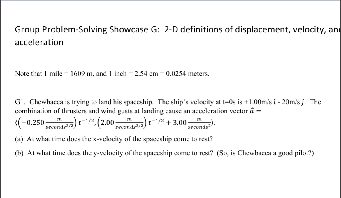 Solved Group Problem-Solving Showcase G: 2-D definitions of | Chegg.com