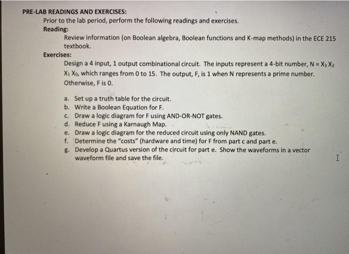Solved PRE-LAB READINGS AND EXERCISES: Prior to the lab | Chegg.com