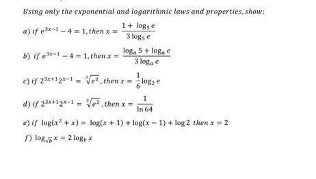 Solved Using only the exponential and logarithmic laws and | Chegg.com