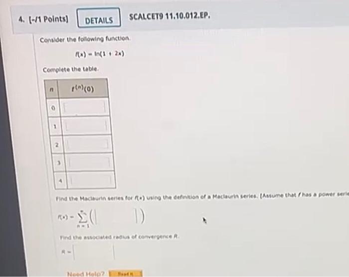 Solved SCALCET9 11,10.012.EP. Consider the following | Chegg.com