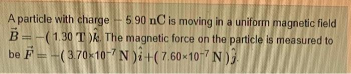 Solved A particle with charge −5.90nC is moving in a uniform | Chegg.com
