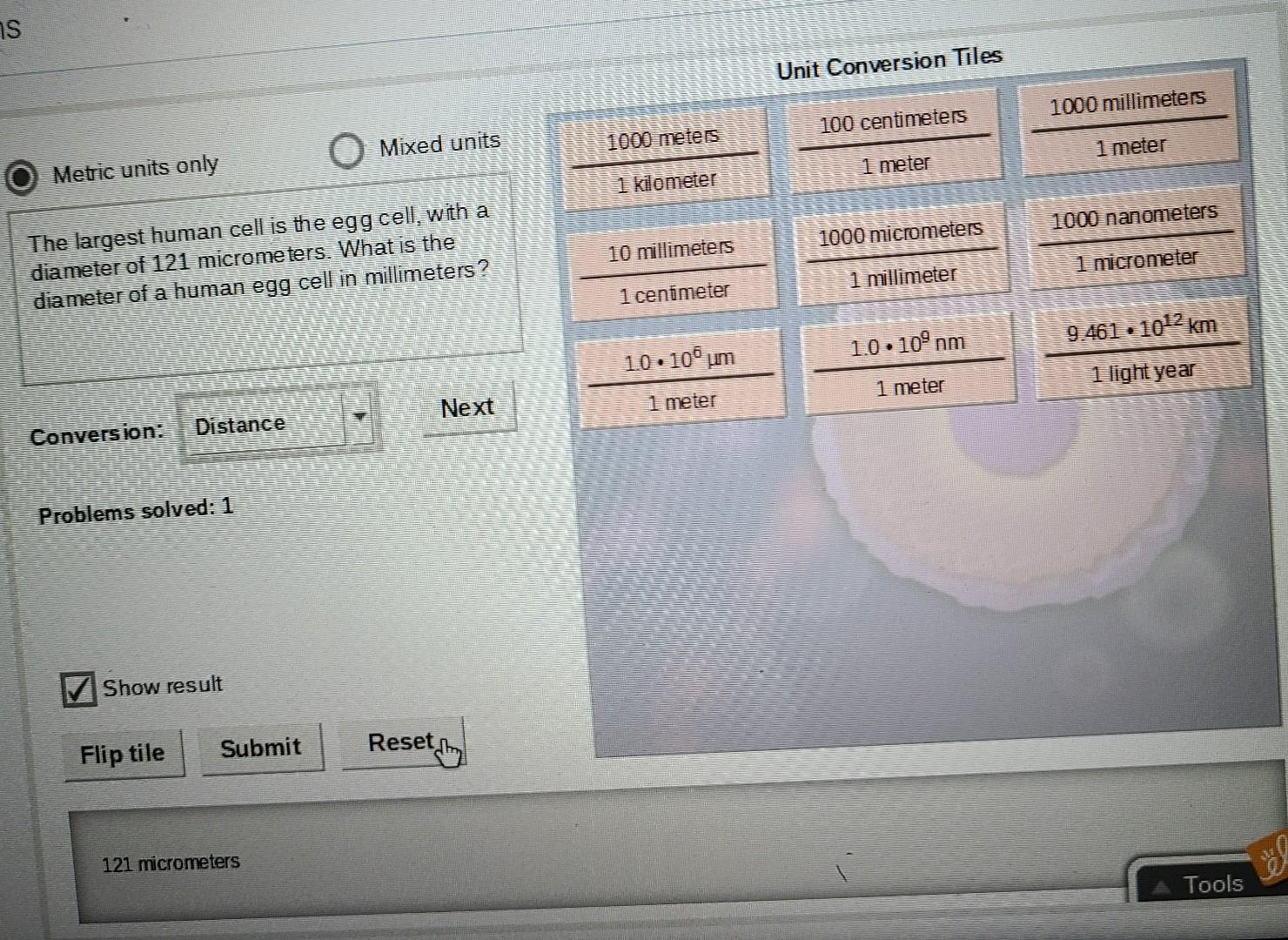 Solved s Unit Conversion Tiles 1000 millimeters 100 | Chegg.com
