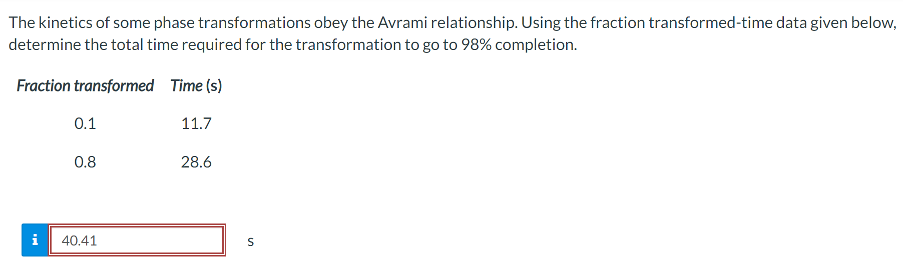 Solved The kinetics of some phase transformations obey the | Chegg.com