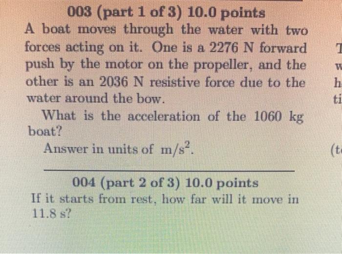 Solved 003 Part 1 Of 3 10 0 Points A Boat Moves Through