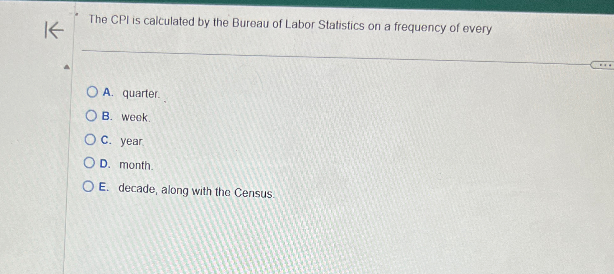 Solved The CPI is calculated by the Bureau of Labor | Chegg.com