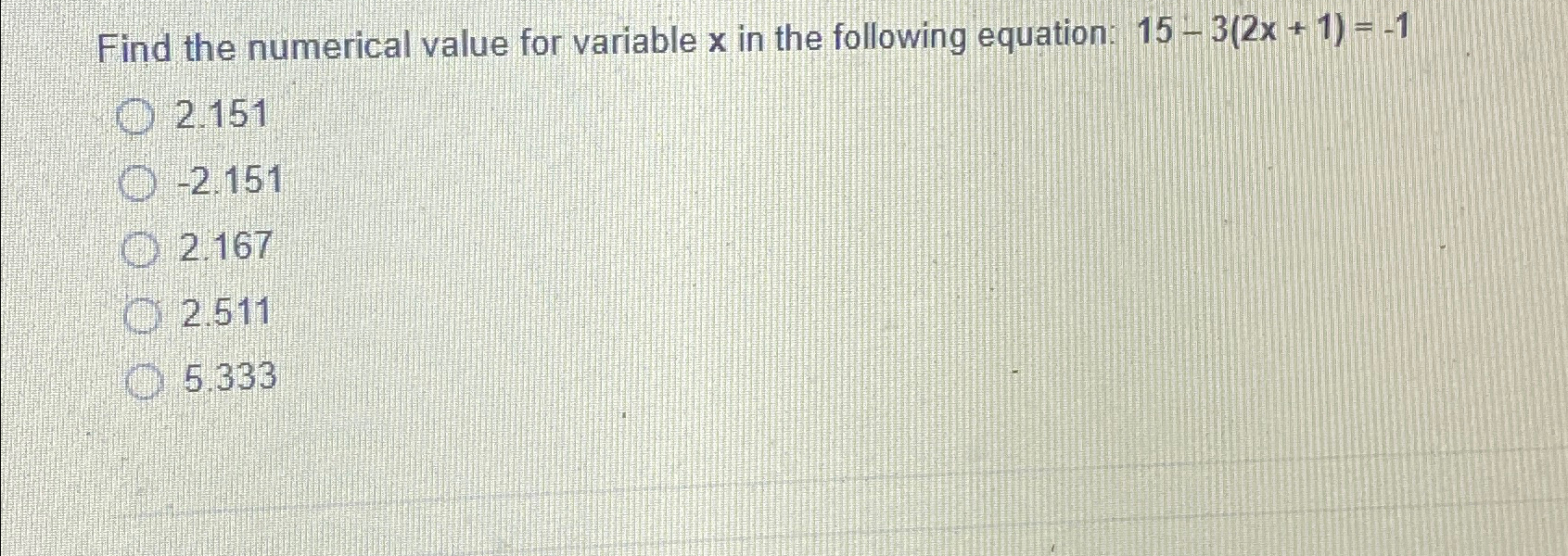 Solved Find the numerical value for variable x ﻿in the | Chegg.com