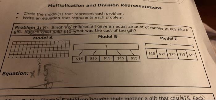 Solved . Multiplication and Division Representations Circle | Chegg.com