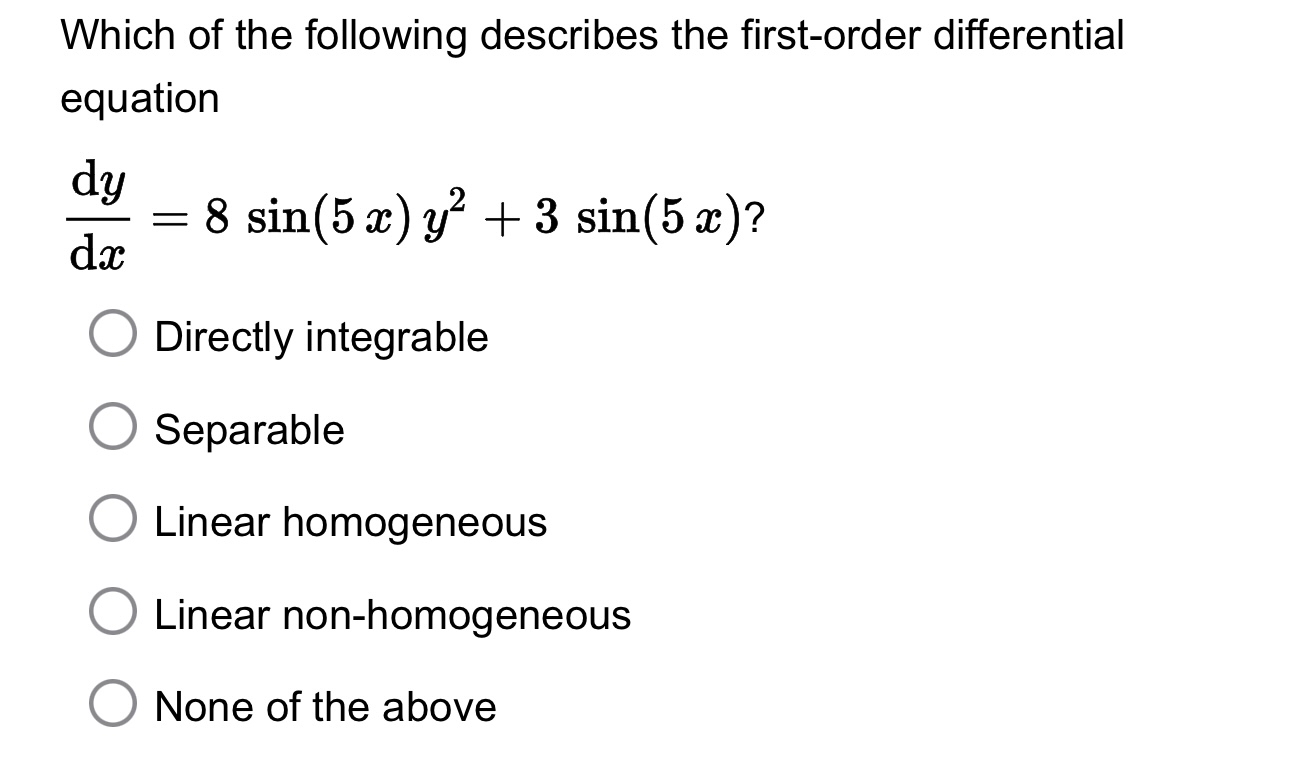 Solved Which of the following describes the first-order | Chegg.com