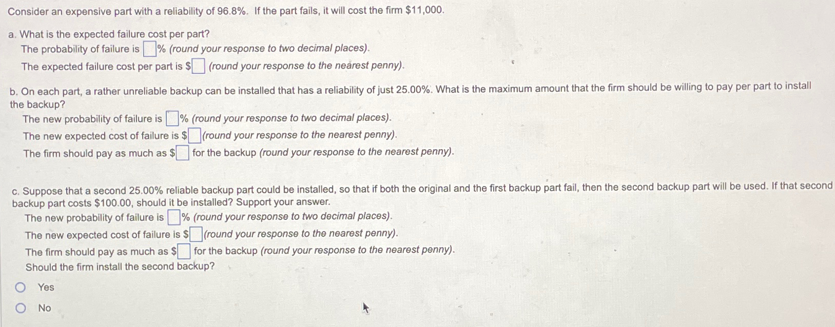 Consider an expensive part with a reliability of | Chegg.com