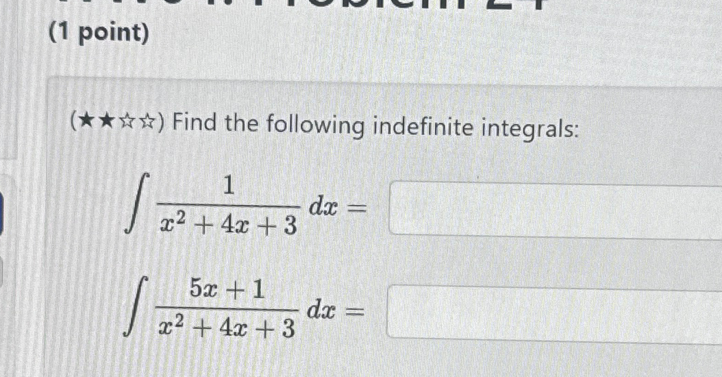 Solved (1 ﻿point)( ******⇝ϖ ﻿Find the following indefinite | Chegg.com
