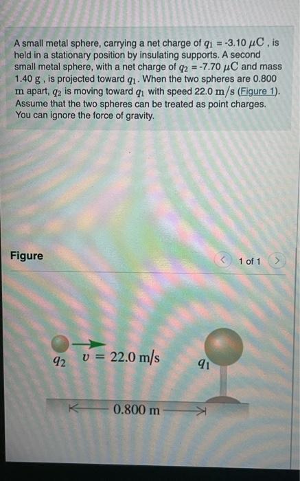 Solved A small metal sphere, carrying a net charge of | Chegg.com