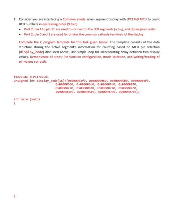 Solved 9. Consider you are interfacing a common anode seven | Chegg.com
