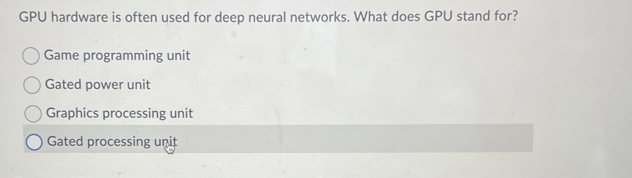 Solved GPU hardware is often used for deep neural networks. | Chegg.com