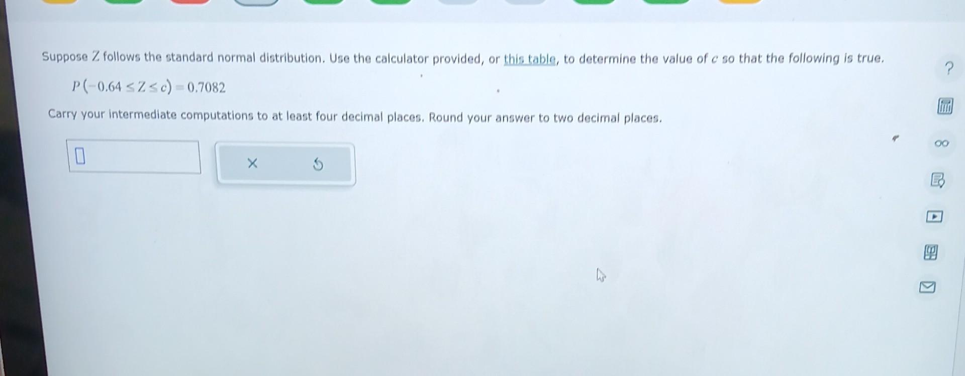 Solved Suppose Z follows the standard normal distribution. | Chegg.com