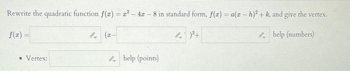Solved Rewrite the quadratic function f(x)=6x2+12x+3 in | Chegg.com