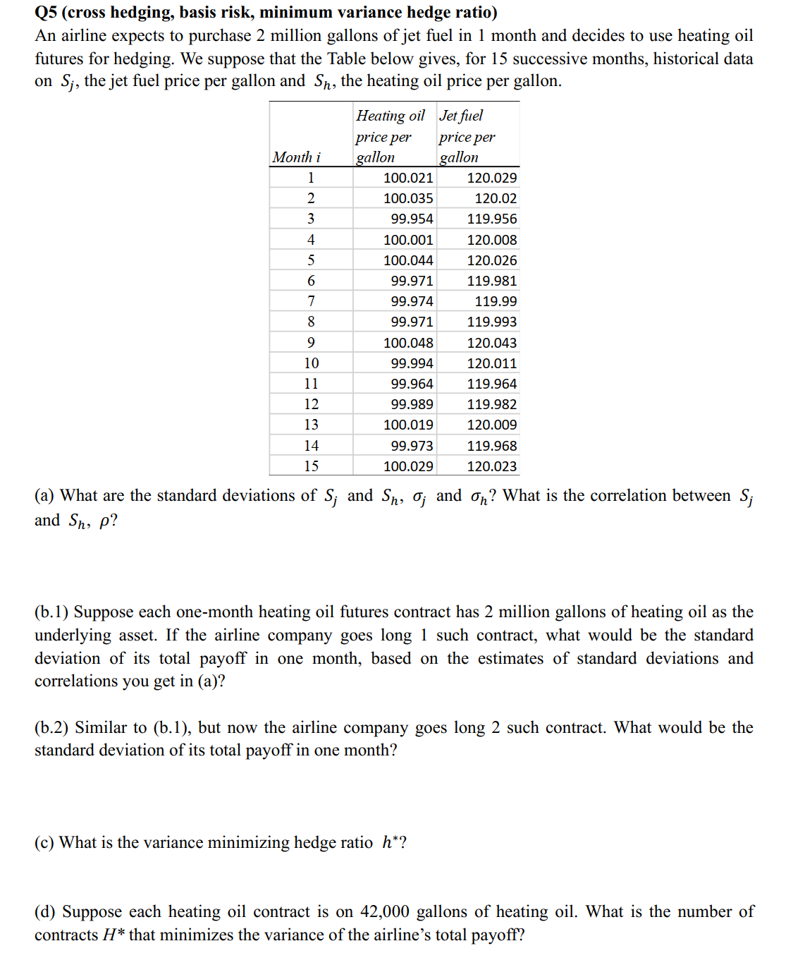 Solved Q5 (cross hedging, basis risk, minimum variance hedge | Chegg.com