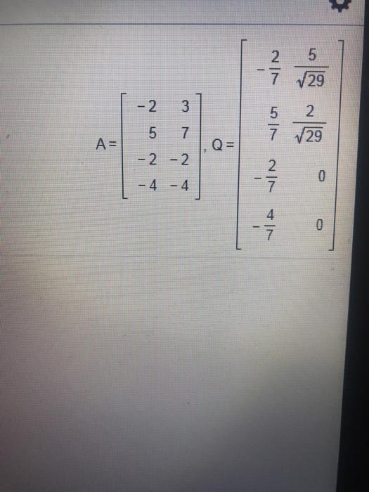 Solved 5 29 -2 3 2 29 5 7 A- -2 -2 0 -4-4 N|N | न 0 O | Chegg.com