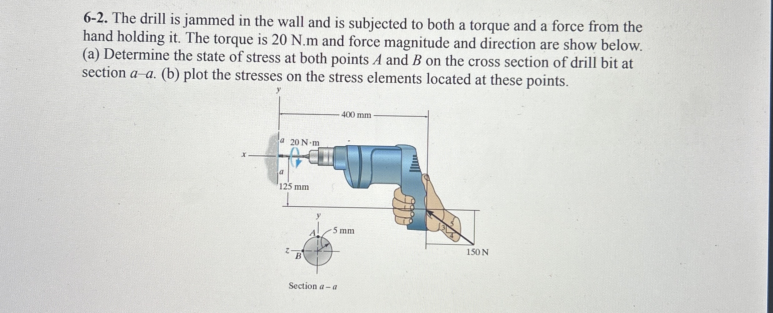 Solved 6-2. ﻿The drill is jammed in the wall and is | Chegg.com