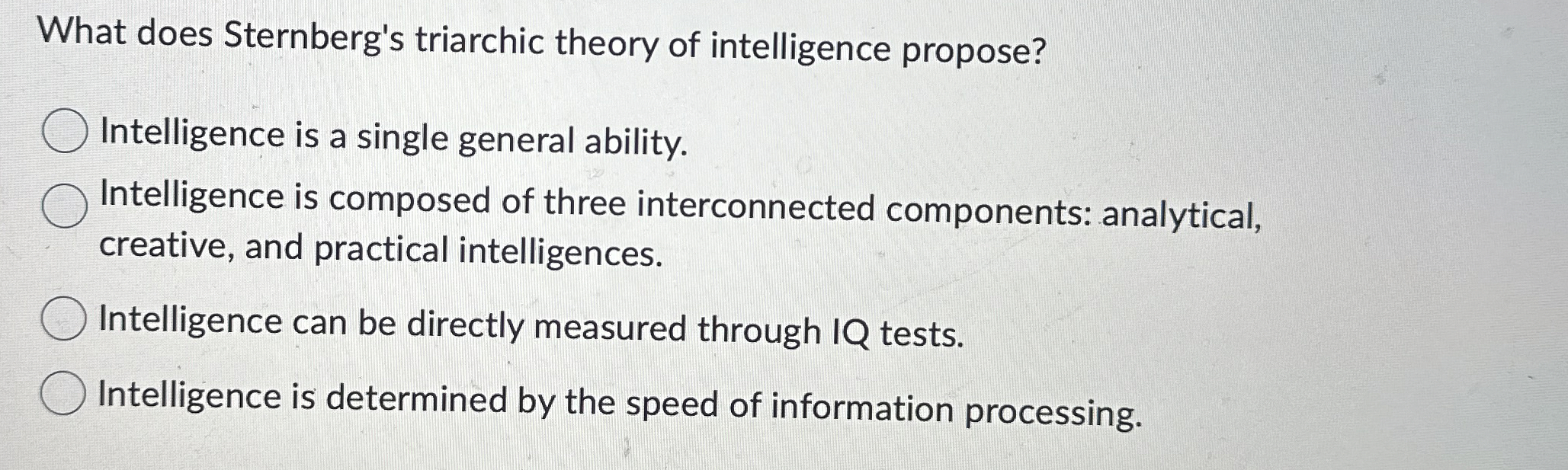 Solved What does Sternberg's triarchic theory of | Chegg.com