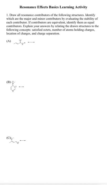 Solved Resonance Effects Basics Learning Activity 1. Draw | Chegg.com