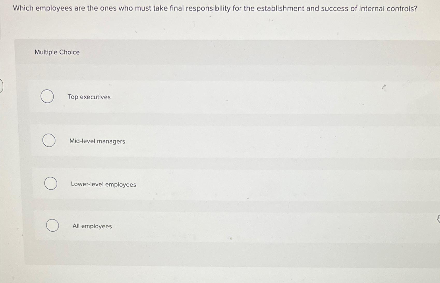 Solved Which employees are the ones who must take final | Chegg.com