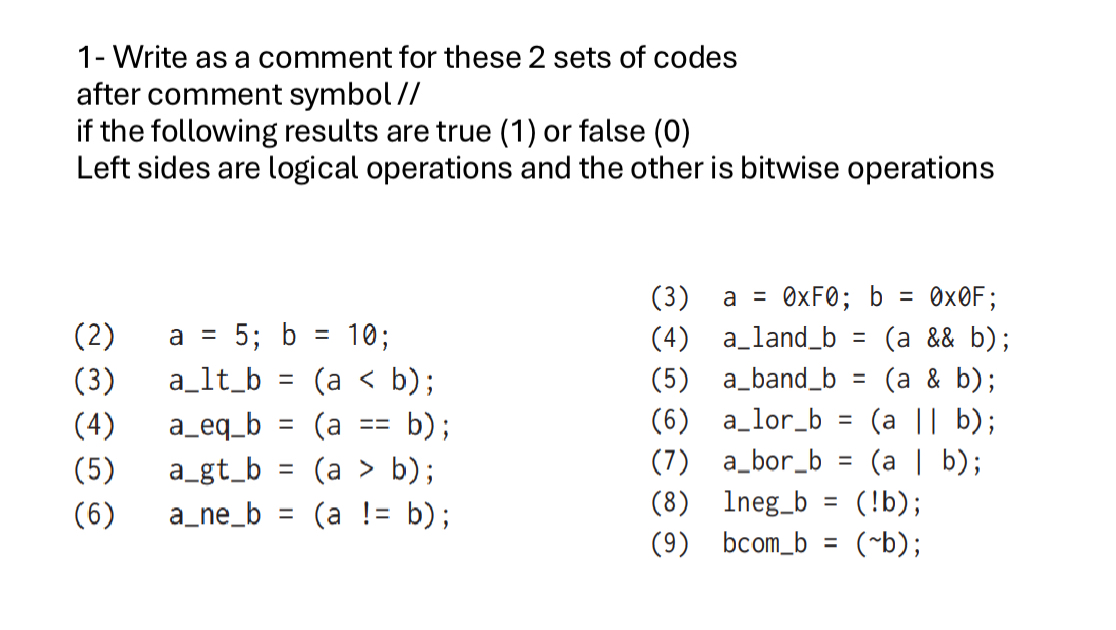 Solved 1- ﻿Write as a comment for these 2 ﻿sets of codes | Chegg.com