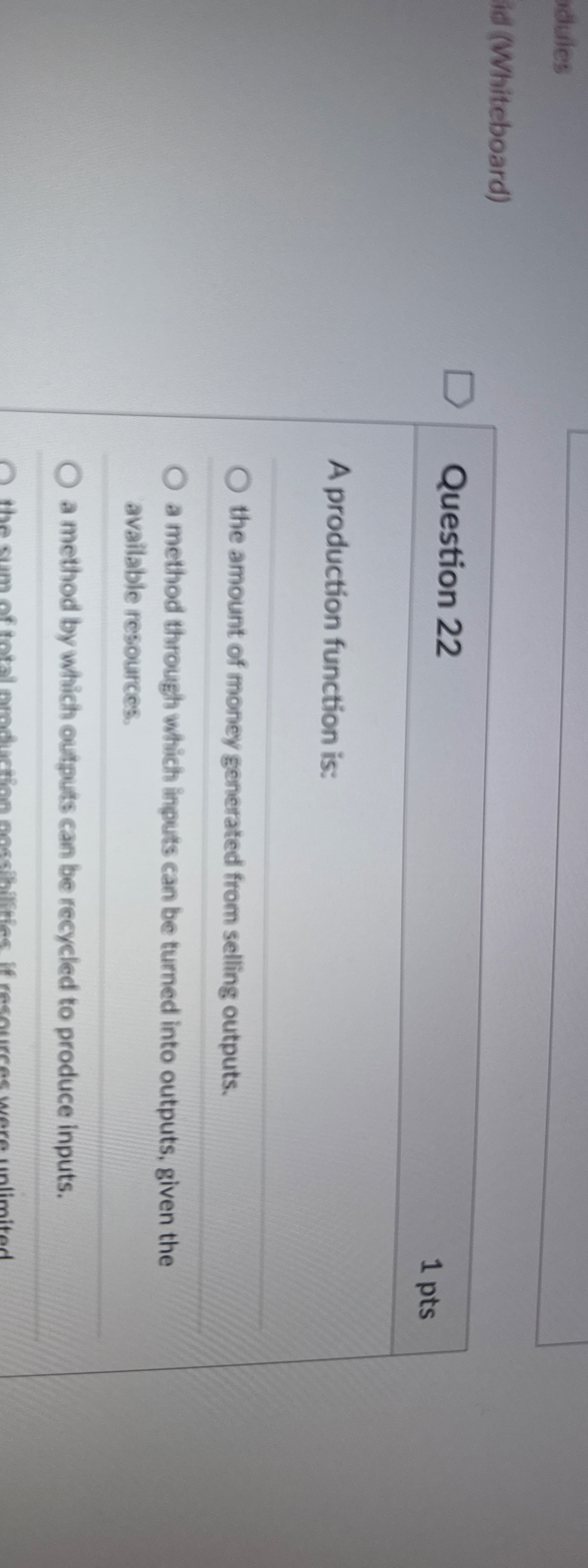 Solved dulesid (Whitcboard)Question 221 ﻿ptsA production | Chegg.com