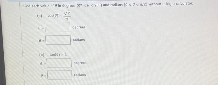 Solved Find each value of θ in degrees (0∘