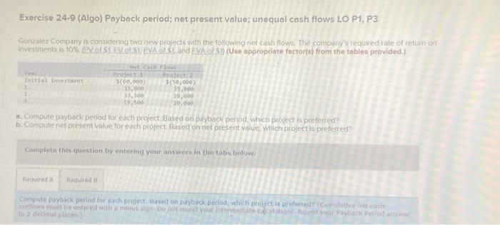 Solved a) compute payback period for each project. Based on | Chegg.com