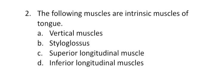 Solved 2. The following muscles are intrinsic muscles of | Chegg.com