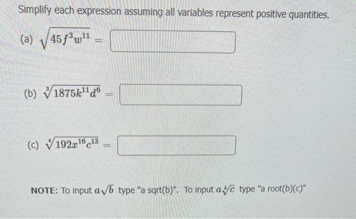 Solved Simplify each expression assuming all variables | Chegg.com